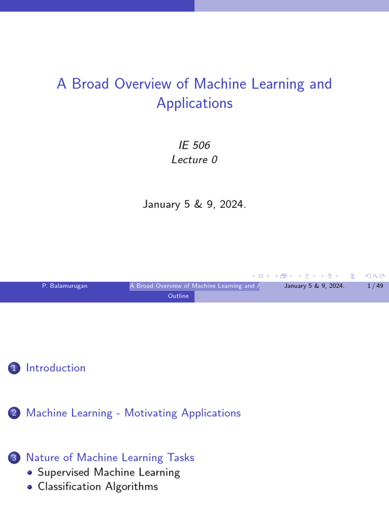 IE506 IntrotoML 2024jan5 | PDF | Machine Learning | Statistical Classification