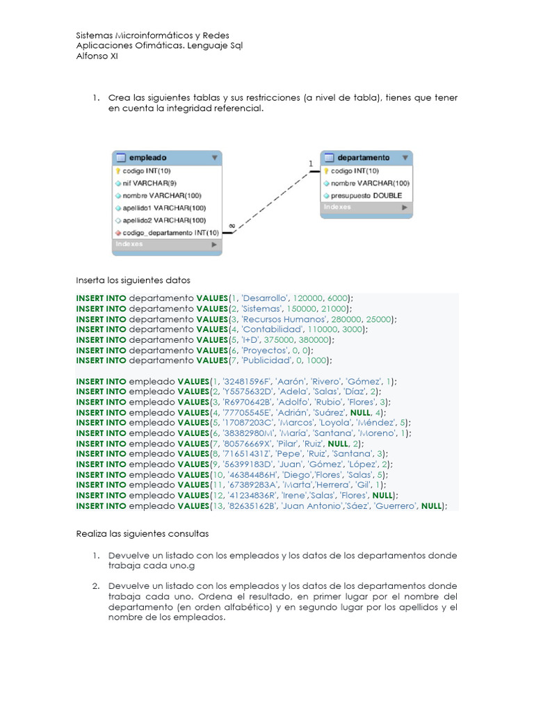 Ejercicio 2 Restricciones y Consultas de Varias Tablas | PDF | SQL