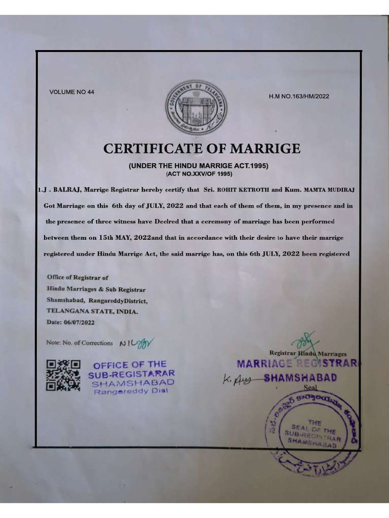 Marrige Certificate Rohit | PDF