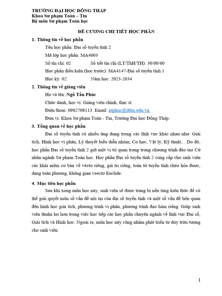 MA4003-Dai so tuyen tinh 2 | PDF