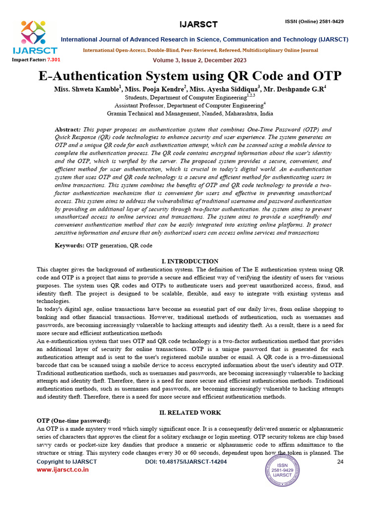 Chronic Kidney Prediction | PDF | Authentication | Qr Code