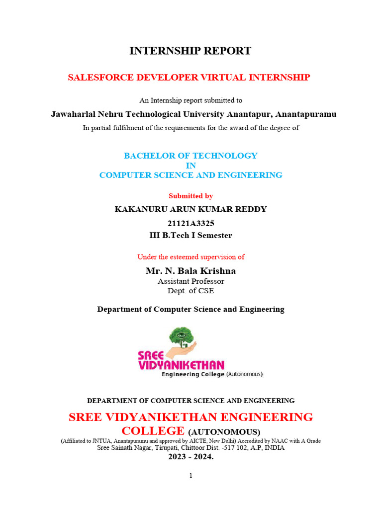 B.Tech Salesforce Internship Report | PDF | Databases | Object (Computer Science)
