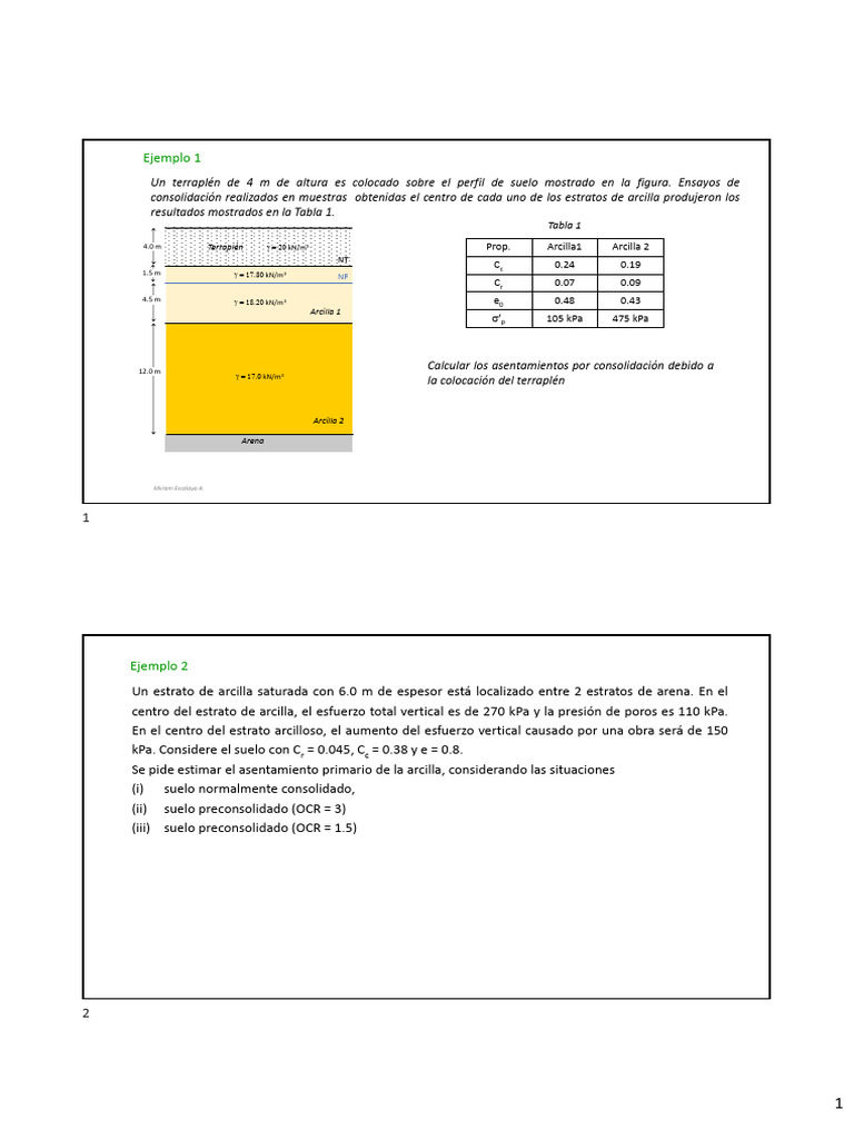 Enunciado Ejercicios Compresibilidad y Consolidación | PDF | Ciencias ...