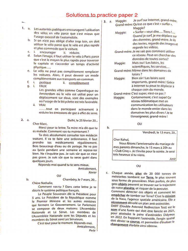 Solutions To Practice Paper 2 | PDF