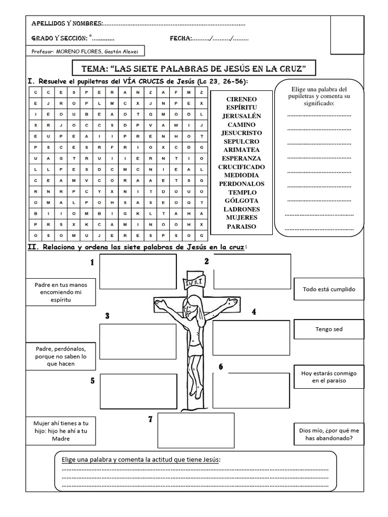 Las Siete Palabras de Jesús en la Cruz | PDF | Jesús | María, madre de Jesús