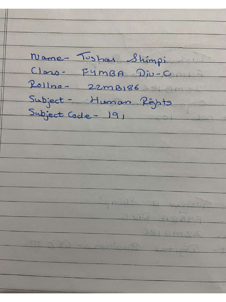 Human Rights Tushar Shimpi MB22186 | PDF