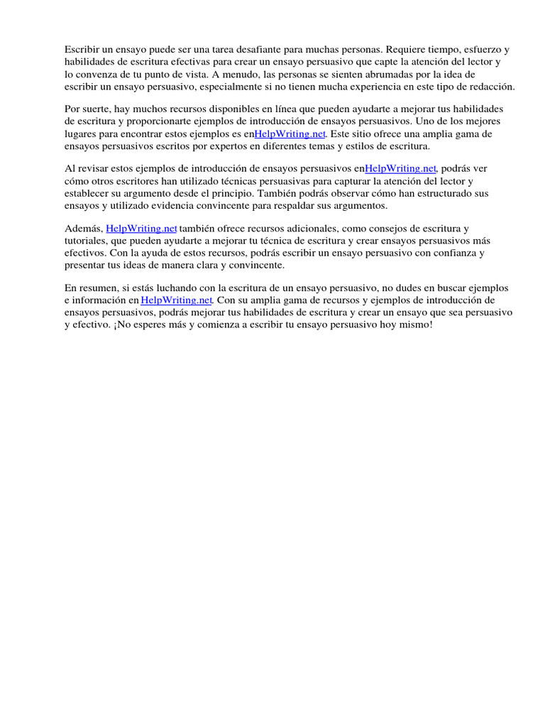 Ejemplos de Introducción de Ensayos Persuasivos | PDF | Ensayos ...
