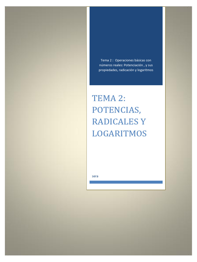 TEMA 2. Potencias, Radicales y Logaritmos | PDF | Exponenciación | Logaritmo