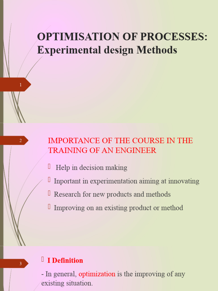 OPTIMISATION 1 ppt | PDF | Mathematical Optimization | Design Of ... OPTIMISATION 1 ppt | PDF | Mathematical Optimization | Design Of ...