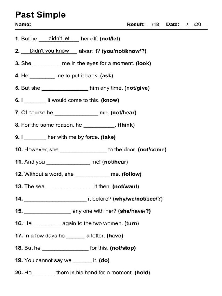 Past Simple Exercises PDF 2 716052 | PDF