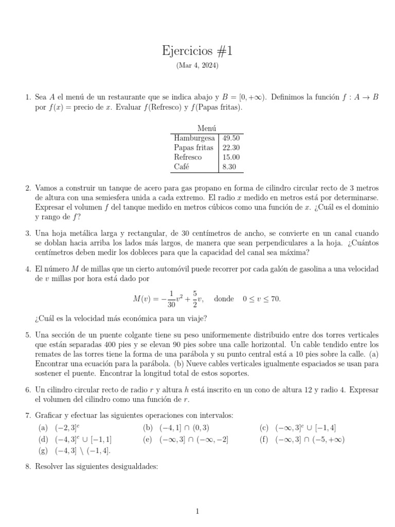 calculo ejercicios | PDF