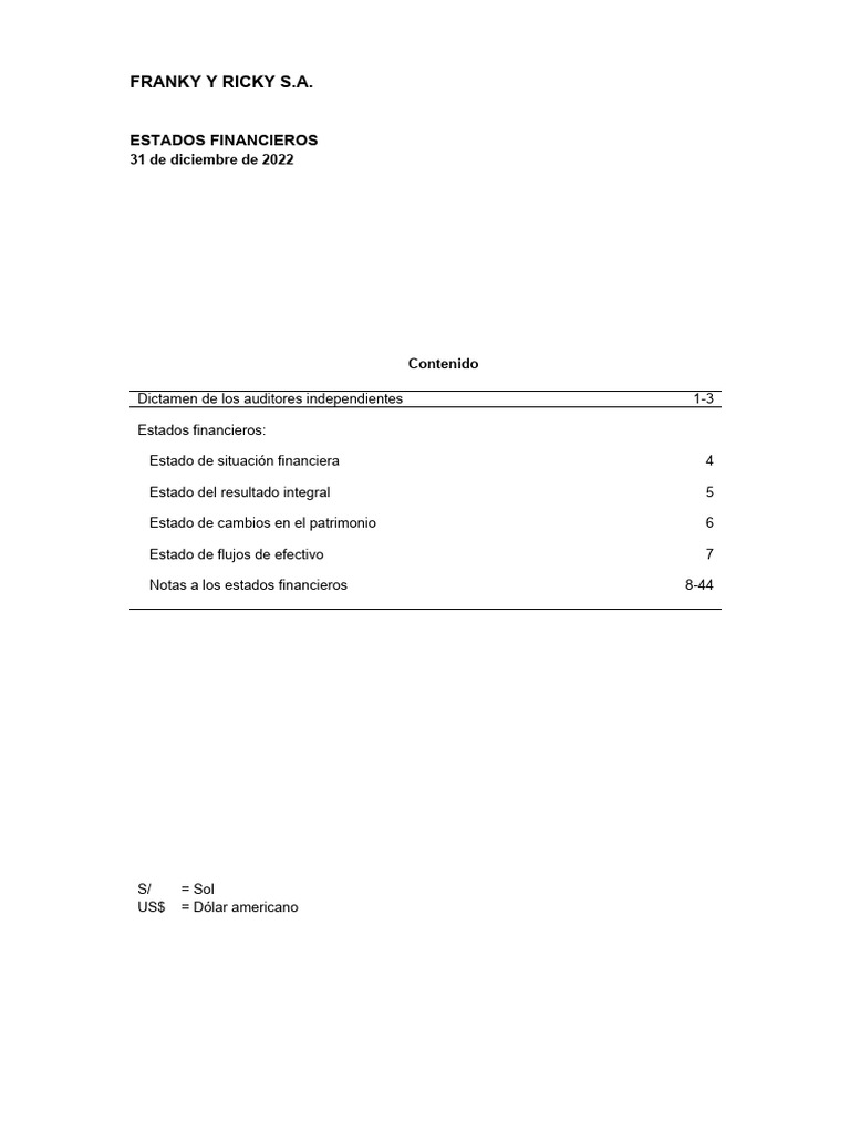 Estados Financieros de Franky y Ricky S.A. | PDF | normas ...