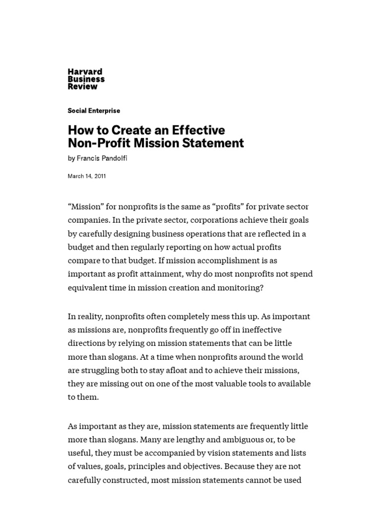 How To Create An Effective Non-Profit Mission Statement | Download Free ...