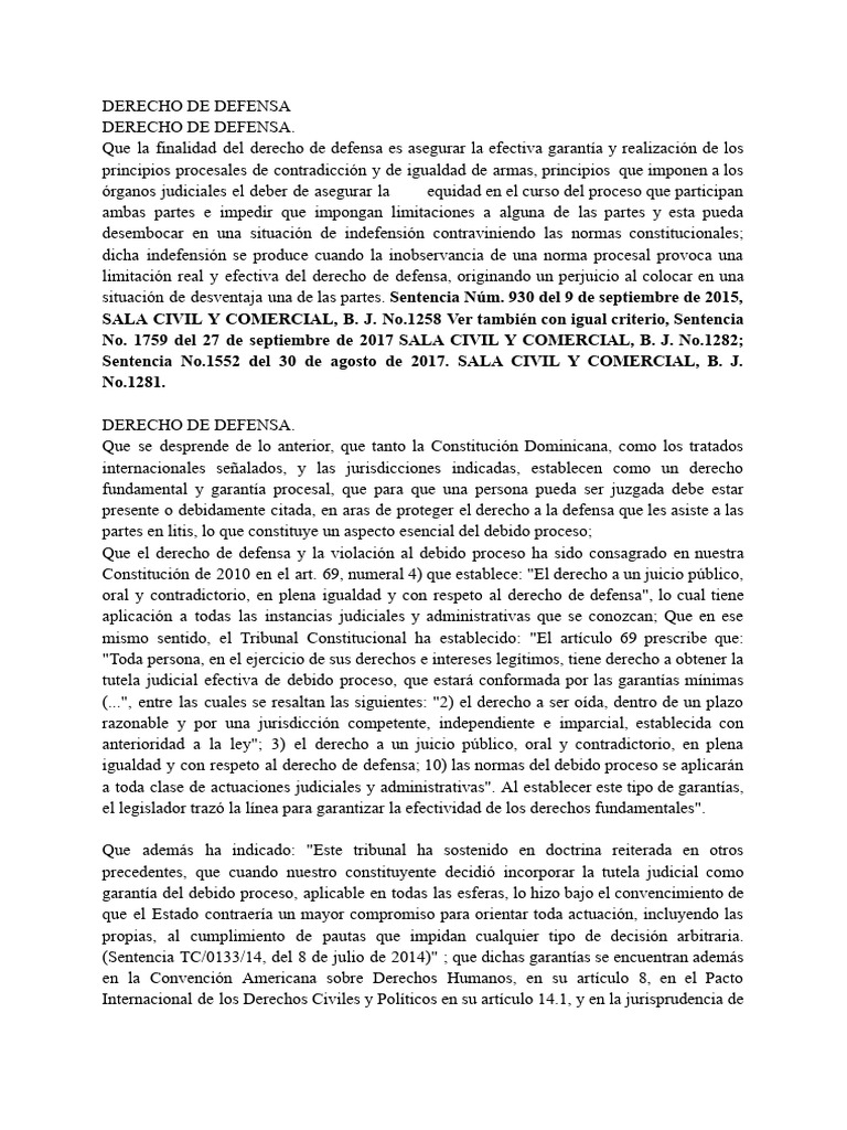 Derecho de Defensa en Procesos Judiciales | PDF | Derecho civil ...