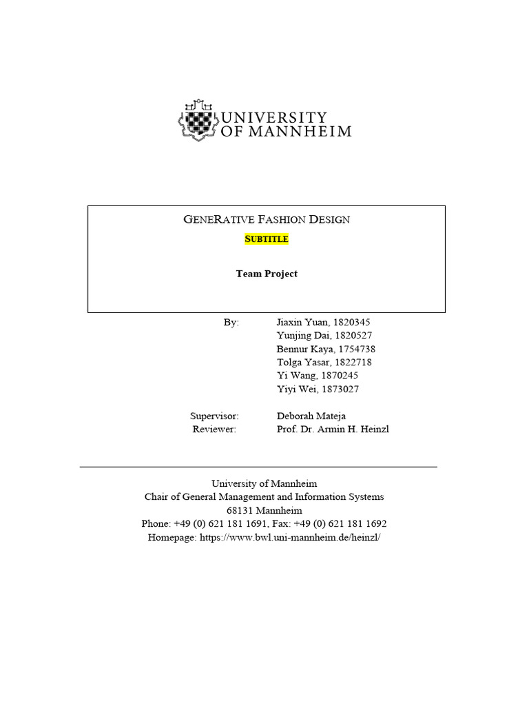 Team Project Report | PDF | Fashion | Cognitive Science