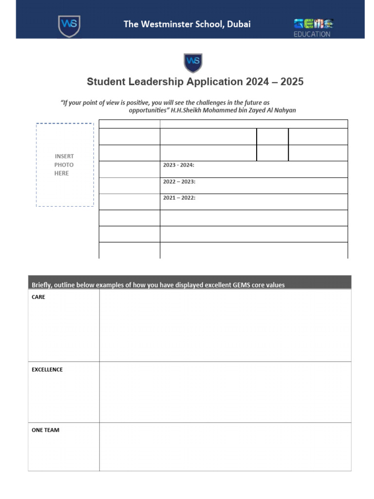 Student_Leadership__Application_24-25 | PDF | Leadership | Disciplines