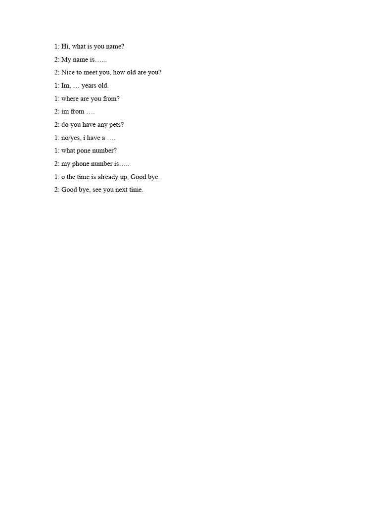 Basic Conversation Practice Script | PDF