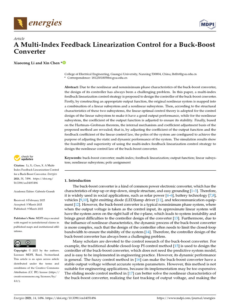 A Multi-Index Feedback Linearization Control For A | PDF | Electrical Network | Electrical ...