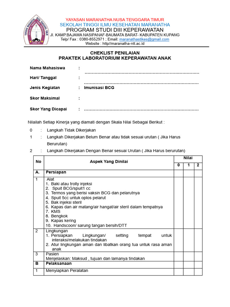 Cheklist SOP Kep Anak | PDF