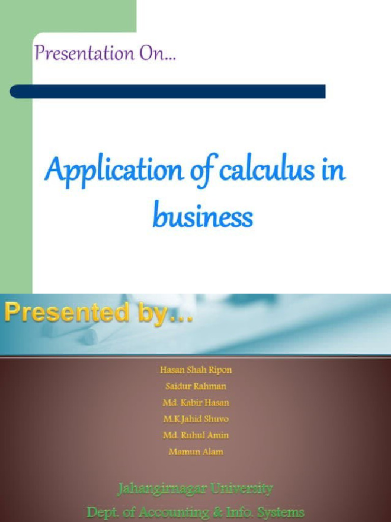 Application of Calculus in Business | PDF