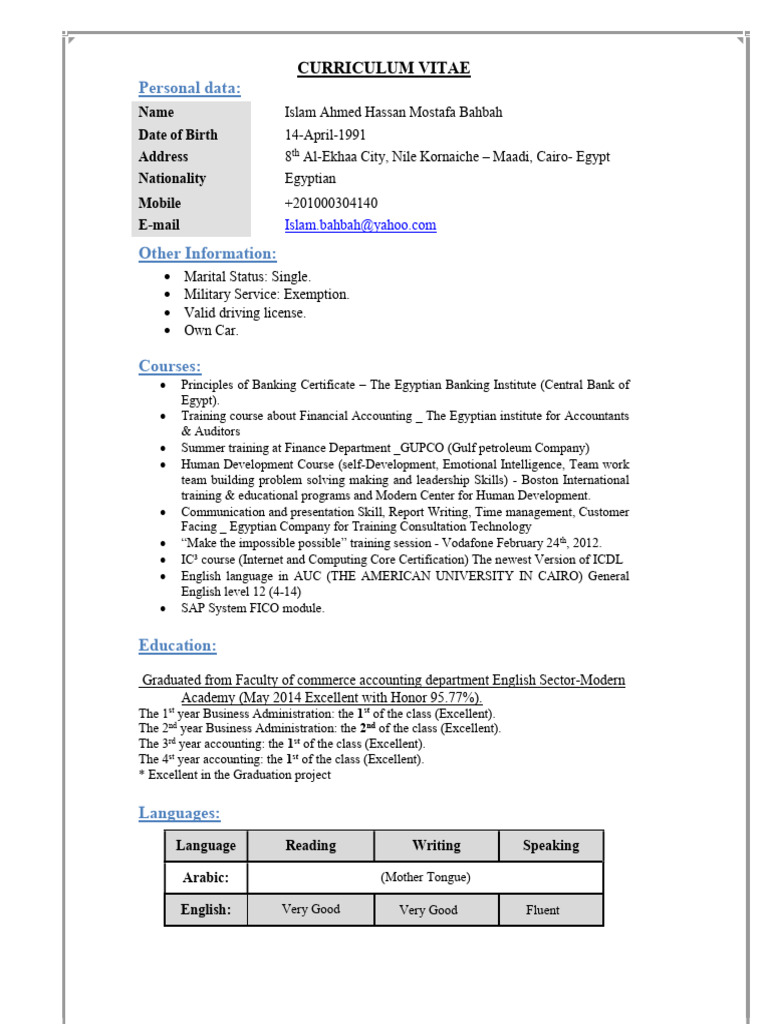 Islam CV-2023 | PDF | Receipt | Business