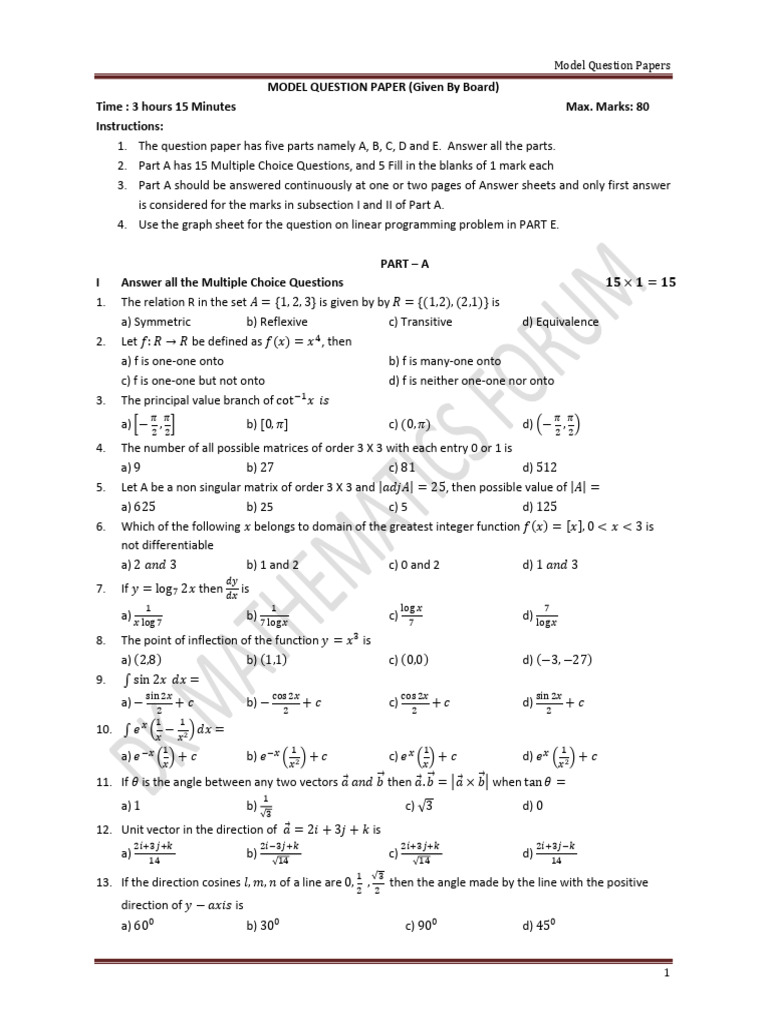Math Exam Prep for Students | PDF | Matrix (Mathematics) | Euclidean Vector