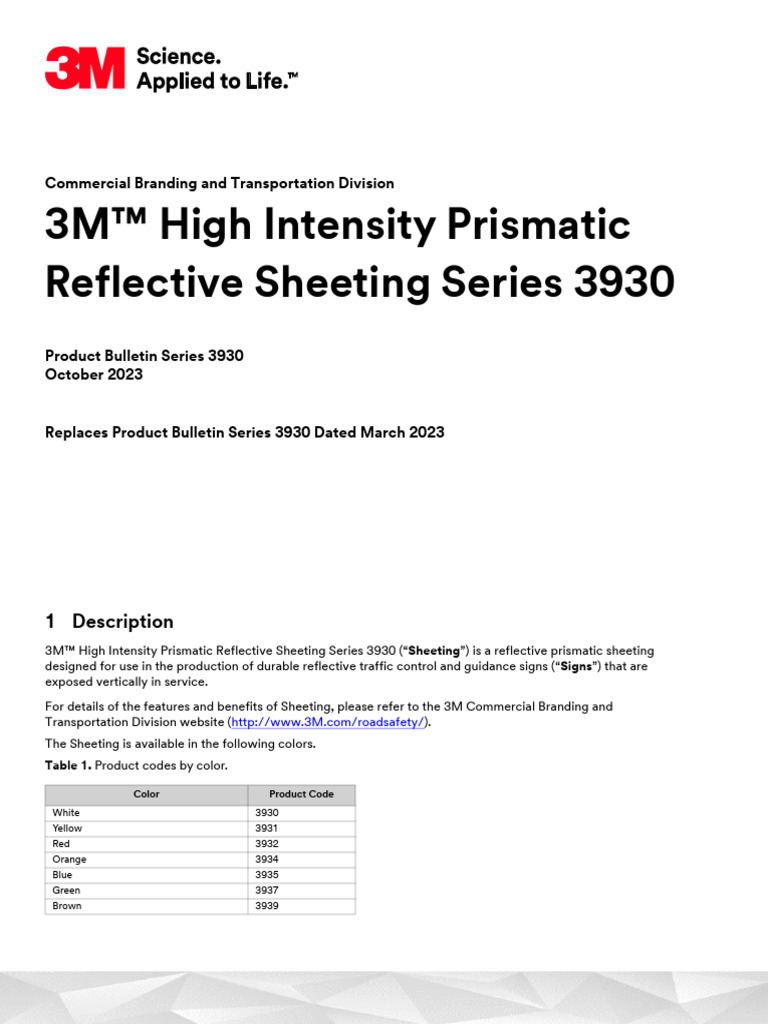3M HIP Reflected Sticker -PB-3930- Data Sheet (1) | PDF | Printer ...