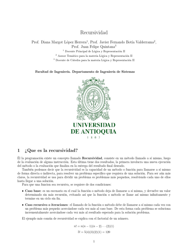 Introducción a la Recursividad en Programación | PDF | Matemáticas ...
