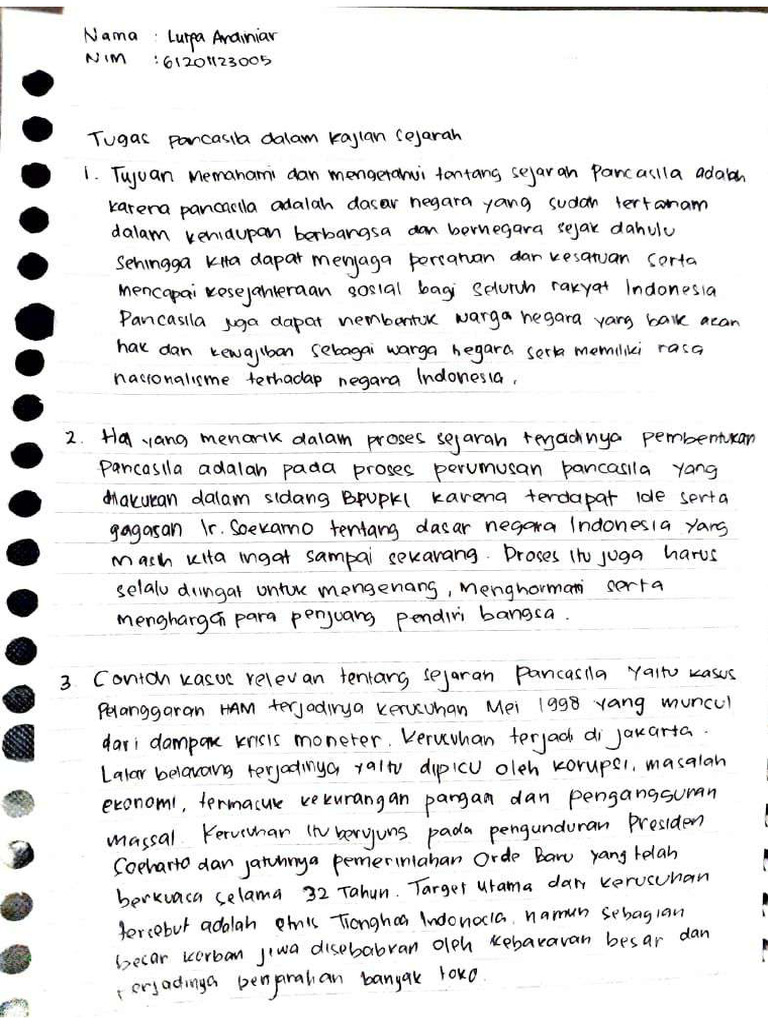 Tugas Pancasila Dalam Kajian Sejarah - Lutfa Andiniar | PDF