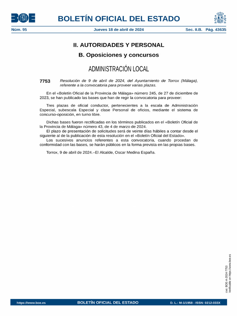 Otros - BOE Núm. 95 de 18-4-2024 | PDF
