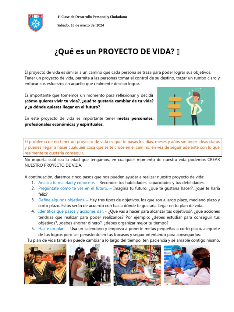 Guía para Crear tu Proyecto de Vida | PDF | Crecimiento personal y ...