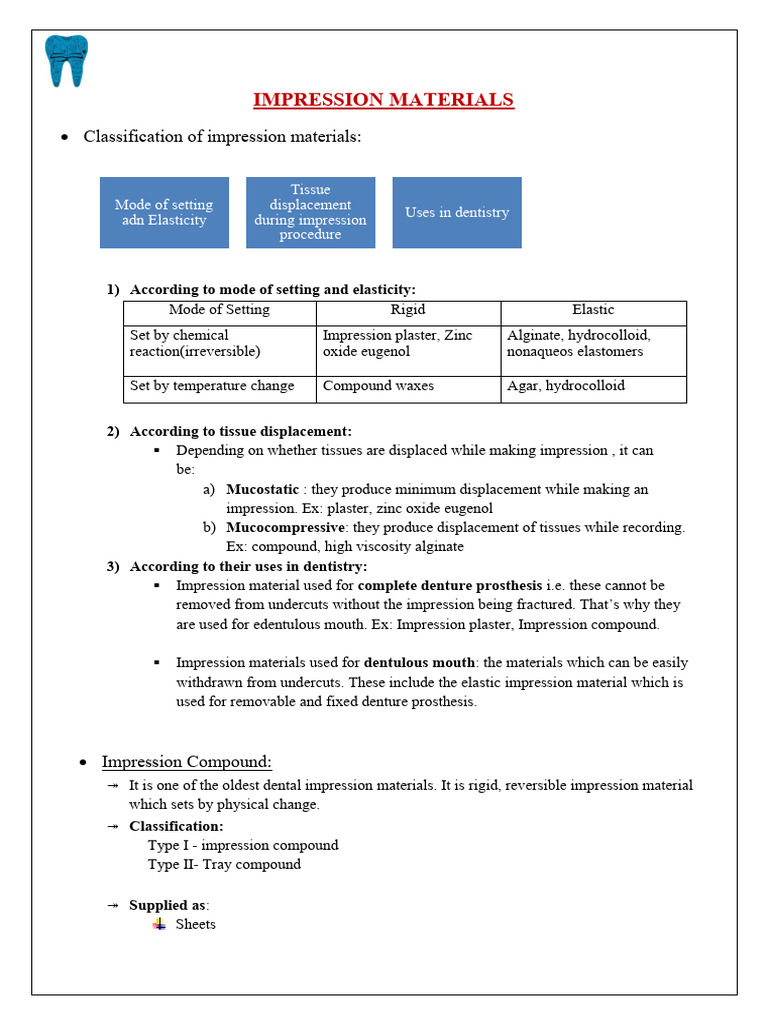DCH Notebook Impression Materials | PDF | Chemical Substances | Materials
