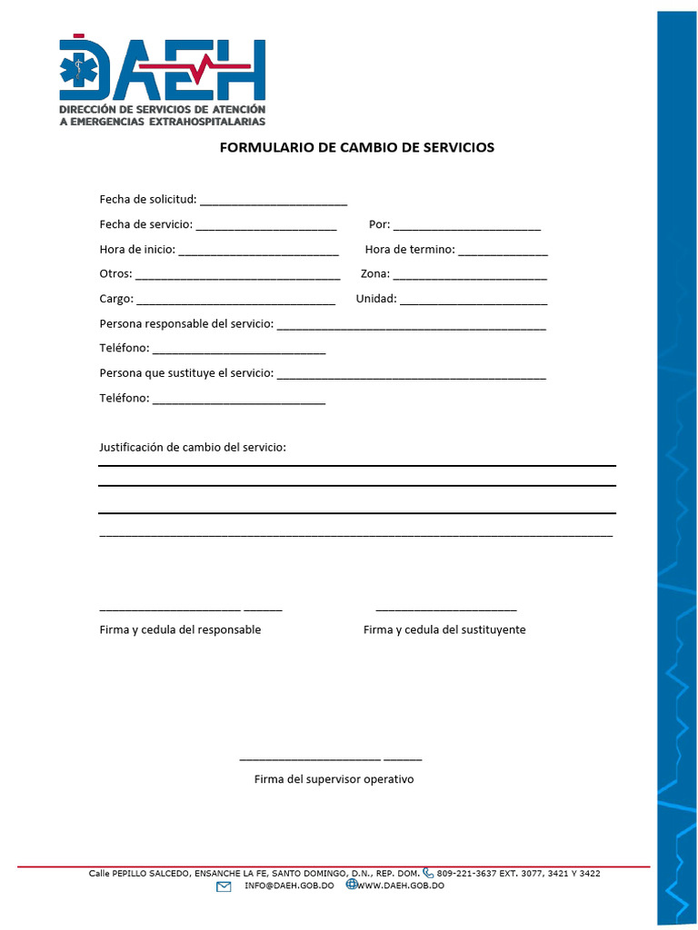 Formulario de Cambio de Servicios | PDF