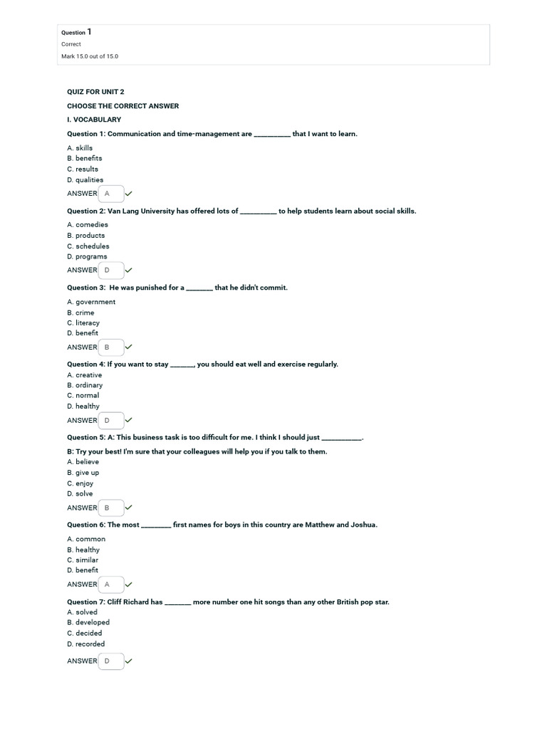 U2. UNIT QUIZ_ Attempt review | PDF