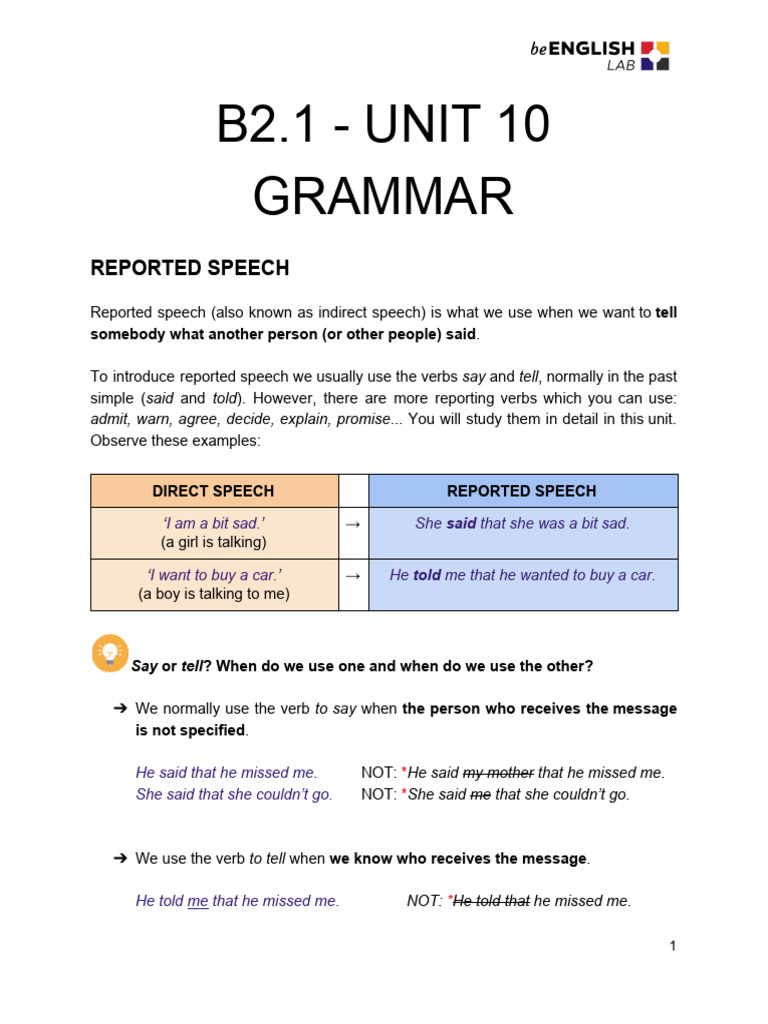 b2.1 - Unit 10 - Grammar | PDF | Grammar | Semantic Units