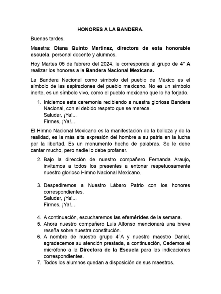 Honores A La Bandera | PDF | México | revolución mejicana