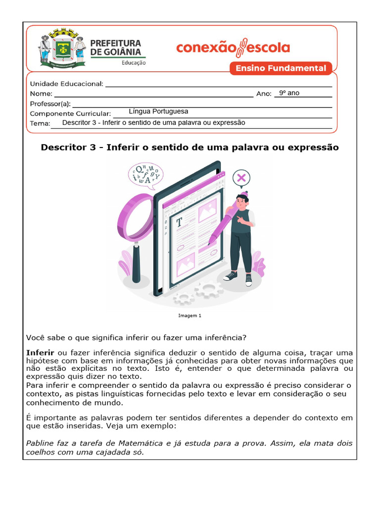 Texto 9 - Descritor 3 - Inferir o Sentido de Uma Palavra Ou Expressão ...