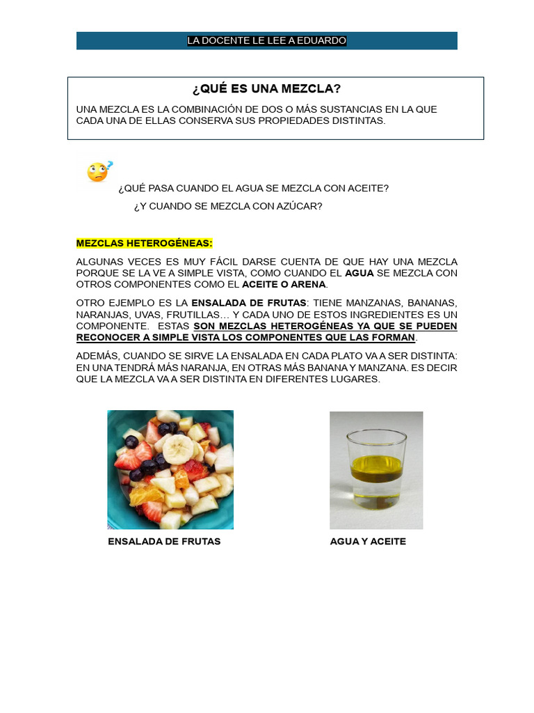 Mezclas: Heterogéneas y Homogéneas | PDF | Cocina, comidas y vino