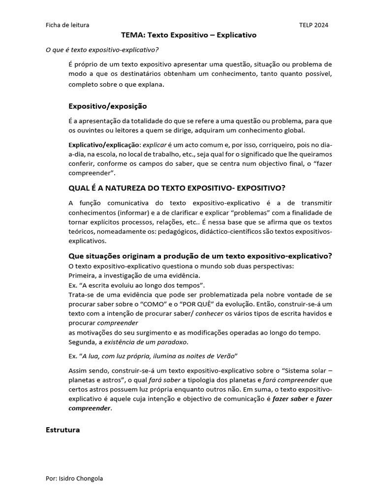 TEMA - Docxtexto Expositivo-Explicativo-2024 | PDF | Conhecimento | Tempo