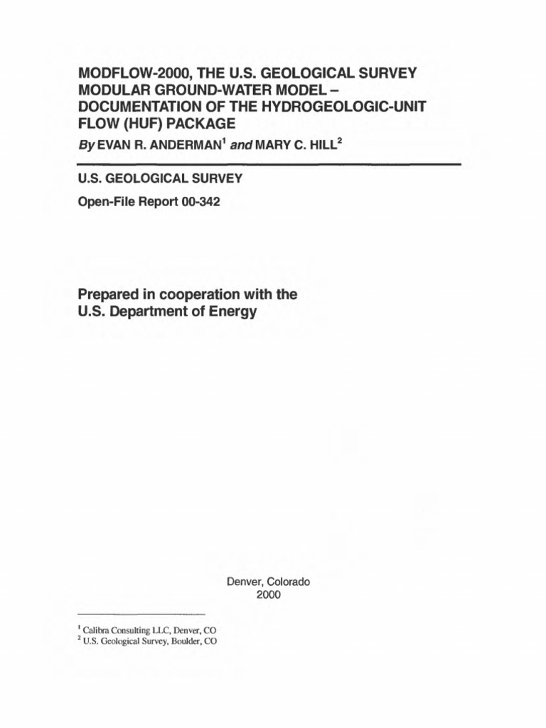 MODFLOW-2000, The U.S. Geological Survey Modular Ground-Water Model ...