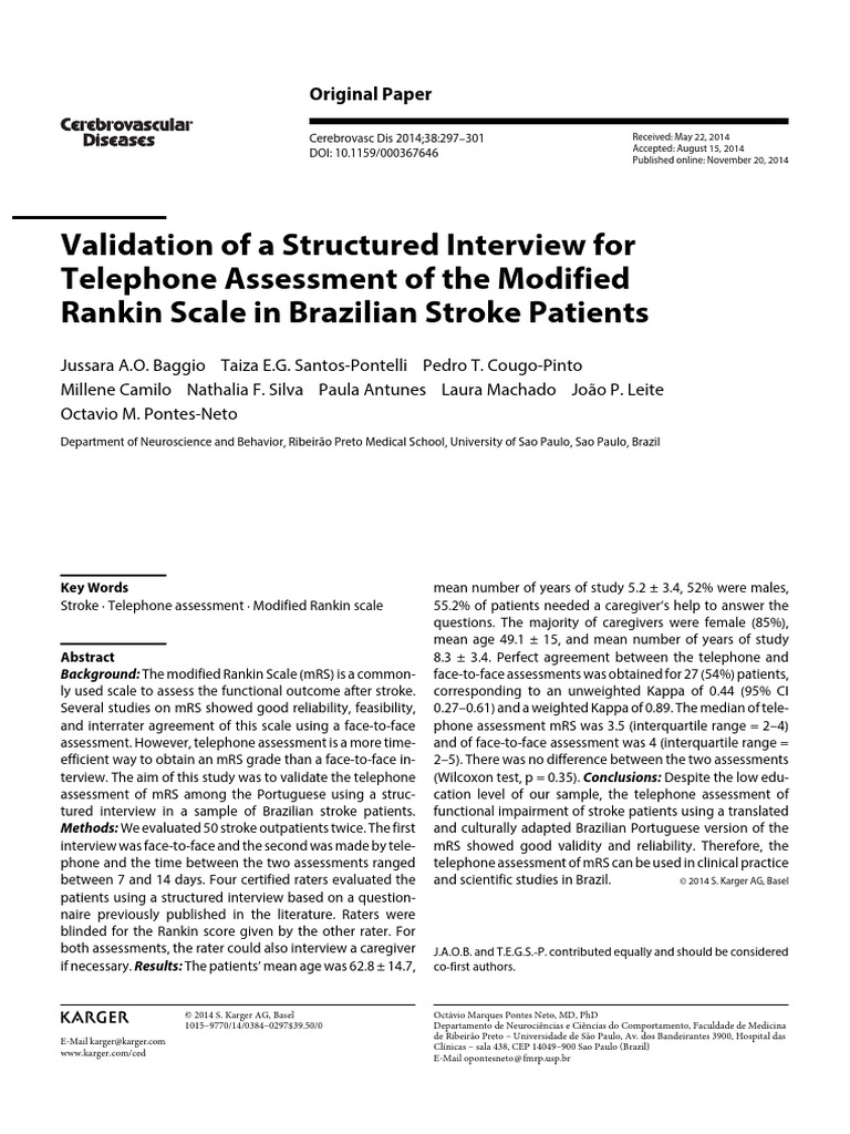 Avaliacao Escala Rankin Por Telefone | PDF | Evaluation Methods ...