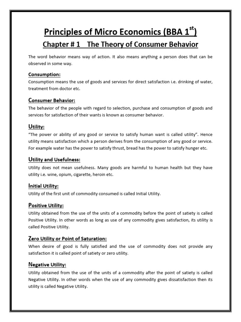 Chapter 1 | PDF | Utility | Marginal Utility