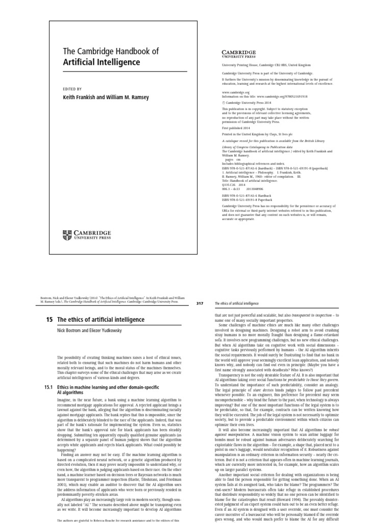 Bostrom & Yudkowsky (2014) - The Ethics of Artificial Intelligence (Cambridge Handbook of AI ...