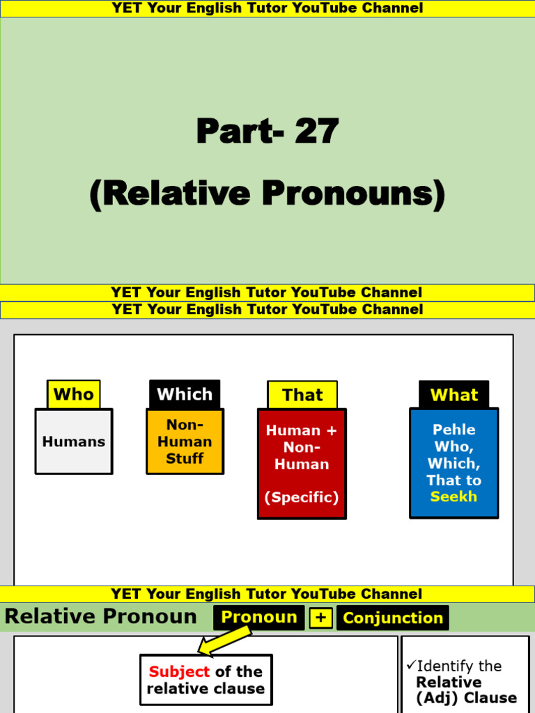 Understanding Relative Pronouns in English | PDF | Pronoun | Subject ...