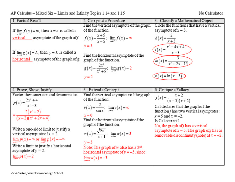 Limits_and_Infinity_KEY | PDF | Asymptote | Mathematical Concepts