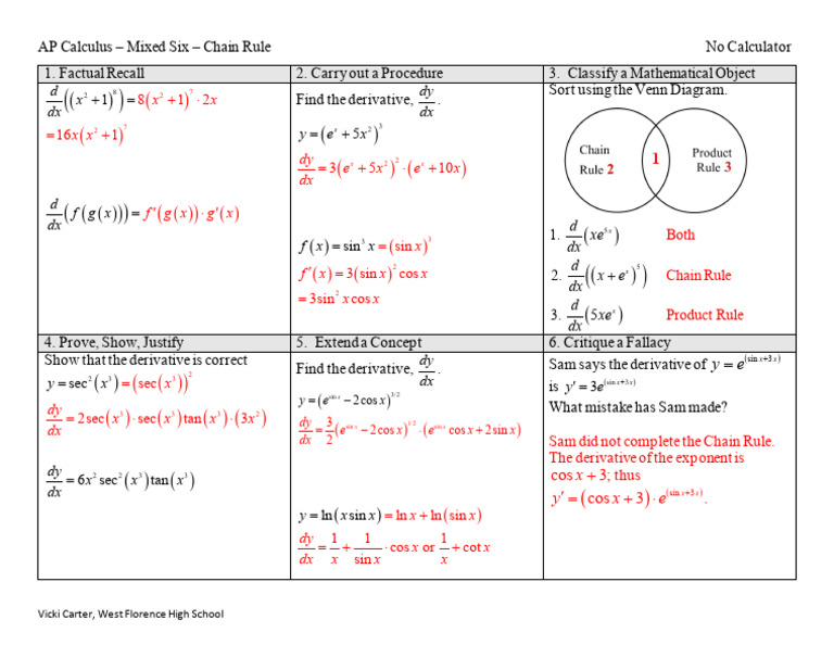 Chain Rule Key PDF Trigonometric Functions Mathematical Logic