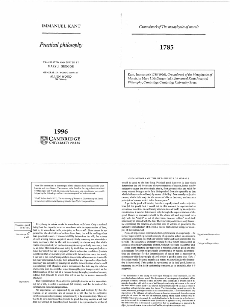 Kant (1785) - Groundwork Ch.2 (AN) | PDF