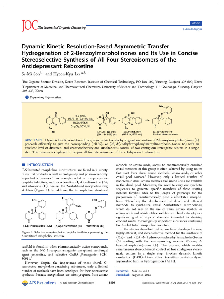 J. Org. Chem. 2013, 78, 8396 8404 | PDF | Enantioselective Synthesis | Organic Synthesis