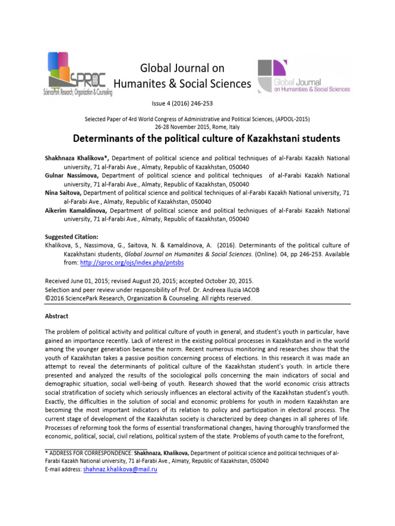 Determinants of The Political Culture of | PDF | Kazakhstan | Science
