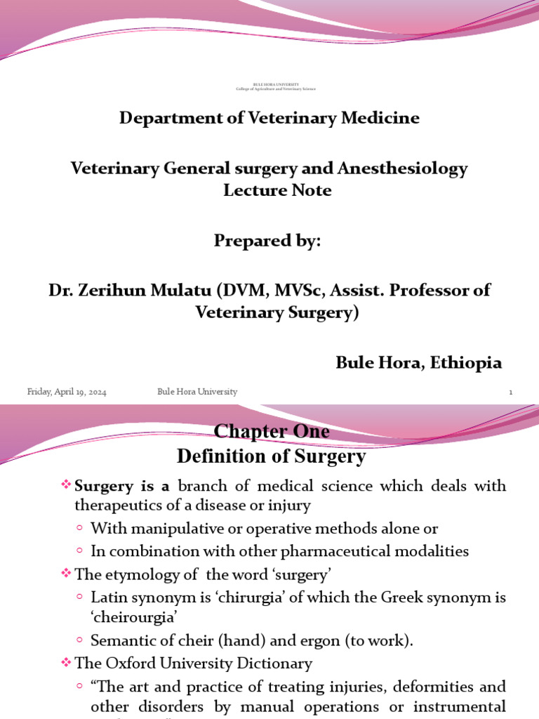 Introduction To Veterinary Surgery | PDF | Surgery | Anesthesia